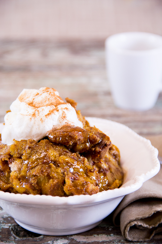 Maple Glazed Pumpkin Bread Pudding