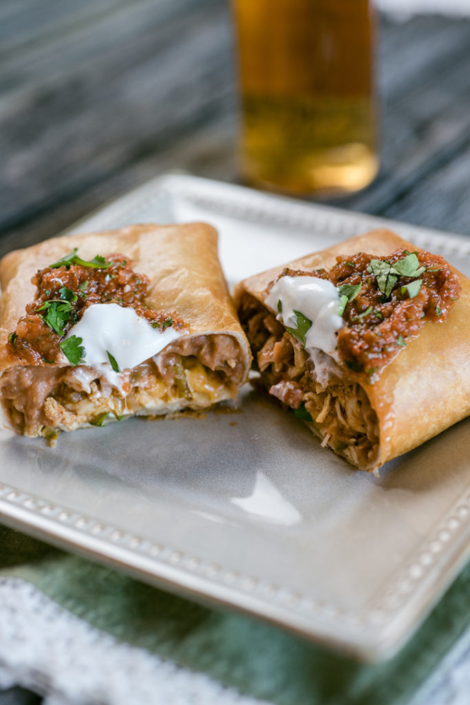 Chicken Chimichangas with Ranchero Sauce