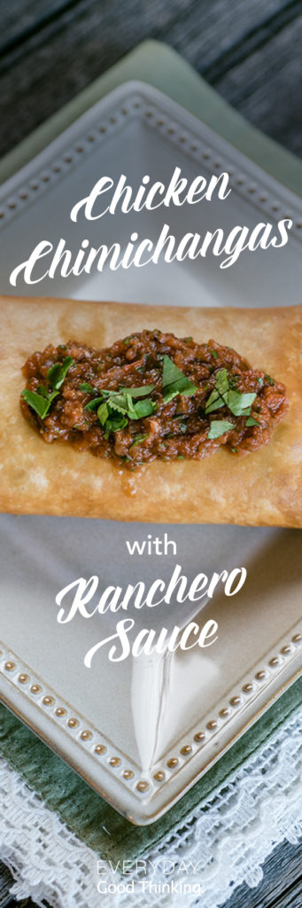 Chicken Chimichangas with Ranchero Sauce