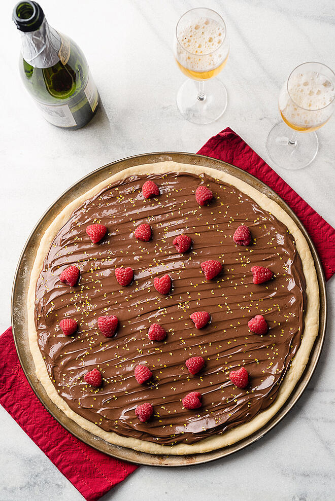 Nutella Raspberry Valentine’s Day Pizza